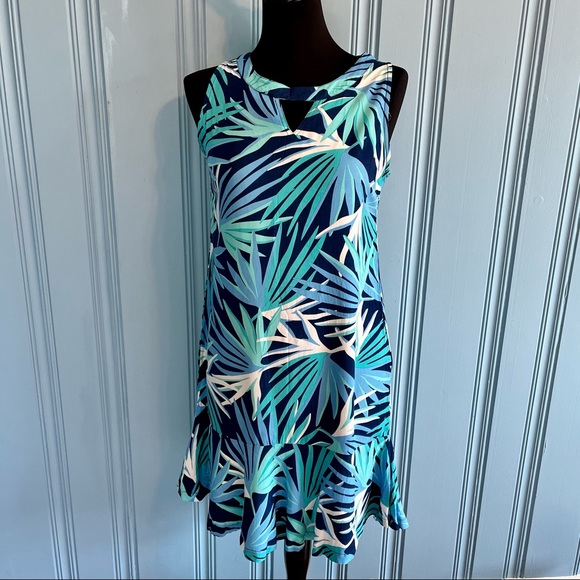 escapada | Dresses | Cute Escapada Sundress In Aqua Navy White Tropical ...